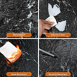 Mysflosy Peel and Stick Floor Tiles, Self Adhesive Waterproof Vinyl Flooring, 12''x12'' Dark Jade Black DIY Floor Sticker for Kitchen, Bathrooms & Bedroom, 1.5mm Thickness, 20 Tiles