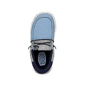 Hey Dude Wally Youth Tri Varsity Light Blue Size J6 | Boy's Shoes | Boy's Slip On Loafers | Comfortable & Light-Weight