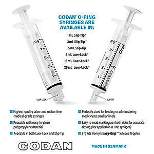 Henry's Healthy Pets CODAN Slip-Tip O-Ring Syringes, 1 mL (3 Pack)