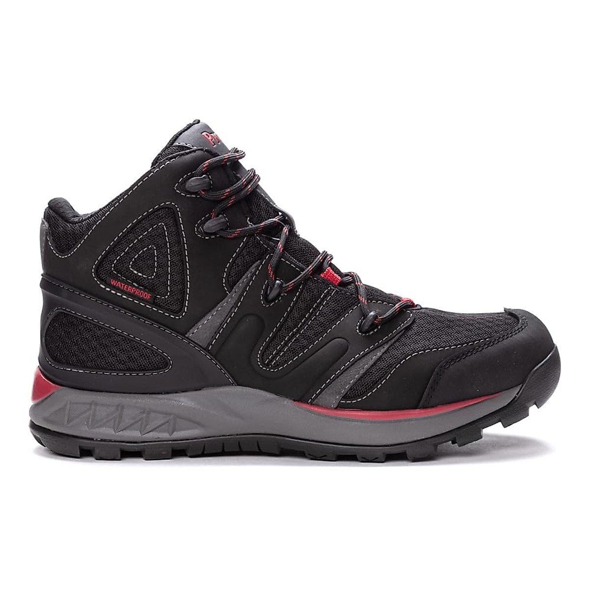 Propét Men's Veymont Waterproof Hiking Boots, Black/Red, 10.5 XX-Wide US