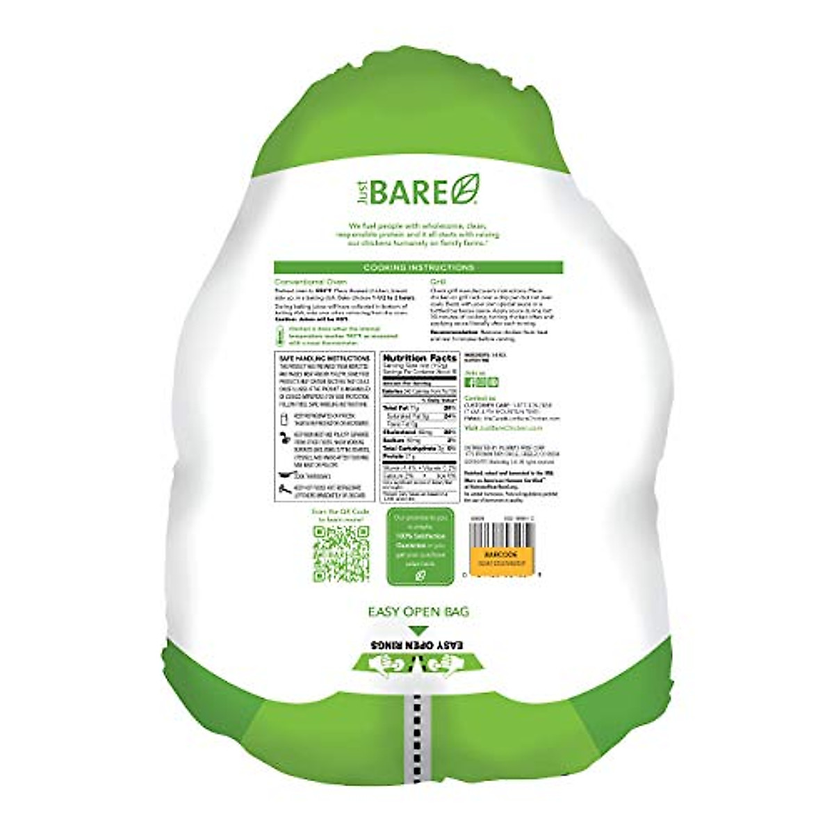 Just Bare® Natural Fresh Whole Chicken | Antibiotic Free | Bone-In | Without Giblets & Neck | 4.0 LB