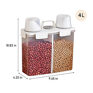 CENGNIAN 2 in1 Food Storage Containers with 2 Pouring Spout, Airtight Dry Storage Bins With Lids, BPA Free Plastic Sealed Holder Bin Dispenser, Measuring Cup for Rice, Cereal, Flour and Oatmeal