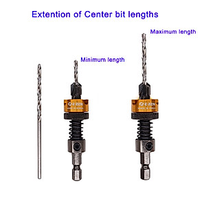 Adjustable Countersink Drill Center Bit for Replacement - 1/8" x 2 51/64 in (3 x 71mm)