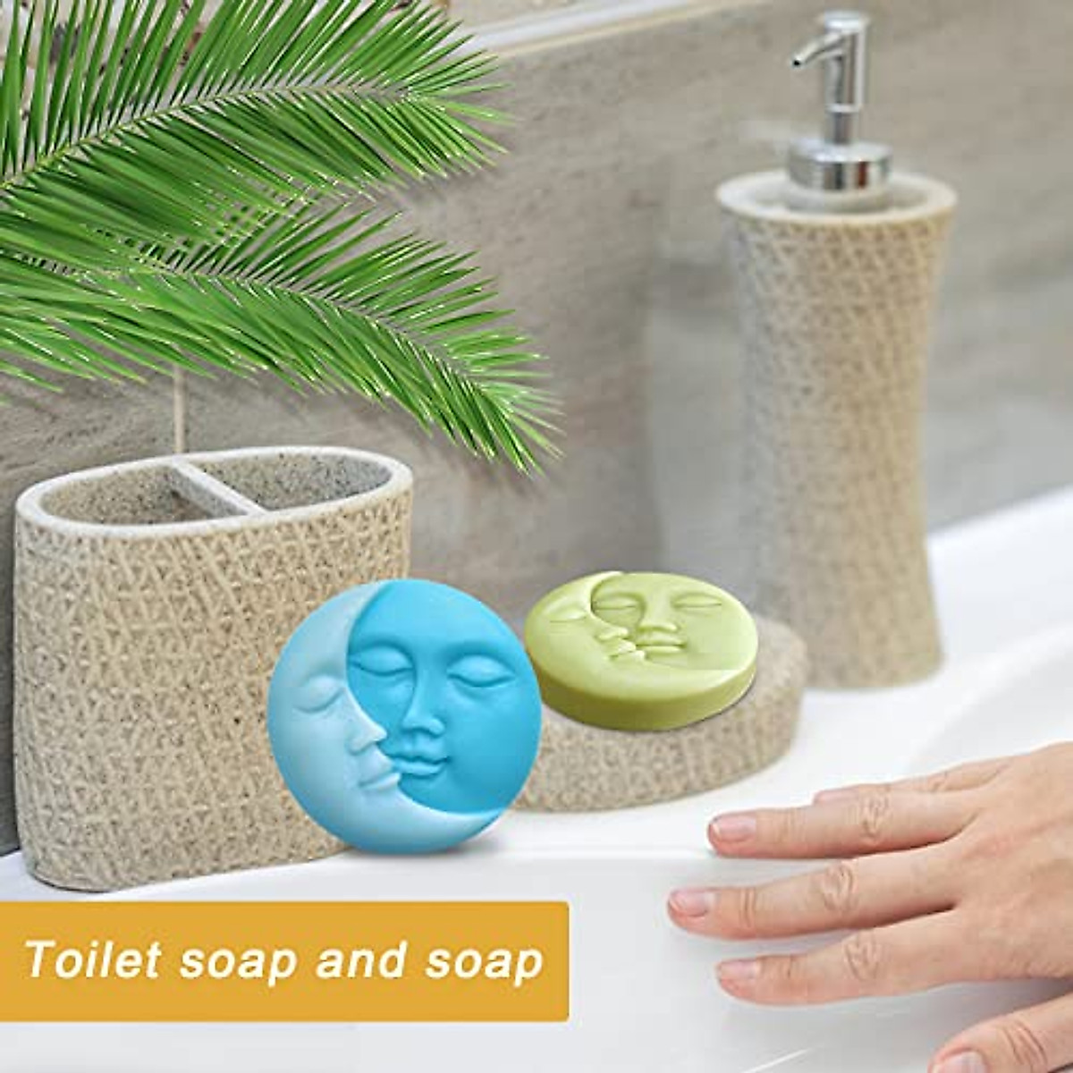 Newmemo Sun & Moon Silicone Soap Molds Crescent Moon Face Silicone Soap Mold Craft Art Molds for Homemade Lotion Bar, Bath Bombs Polymer Clay DIY Candle Resin Making Wax Candy Chocolate (1)