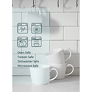 Teocera Coffee Mugs Set of 4, 12 Ounce Coffee Mug Set with Handle for Latte, Cappuccino, Cocoa, Tea - Modern Design Mugs - Gift for Women Men, White