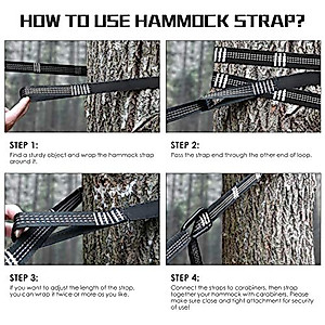 Grassman Hammock Hanging Adjustable Straps, Sturdy 10ft Long Hammock Strap Heavy Duty Tree Straps for Hammocks Camping Compact Bag Easy to Use White