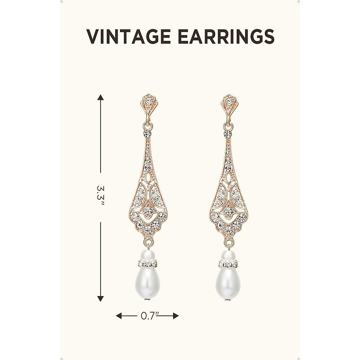 BABEYOND 1920s Vintage Wedding Pearl Dangle Drop Earrings Art Deco Gatsby Earrings (Style 5-Rose Gold)