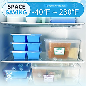Walfos 1 Cup Silicone Freezer Tray with Lid,Soup Freezer Molds 4 Packs,Bin and Tongs,BPA Free Silicone Freezing Container,Perfect For Storing and Freezing Soup,Broth,Sauce,with 12 Removable Labels