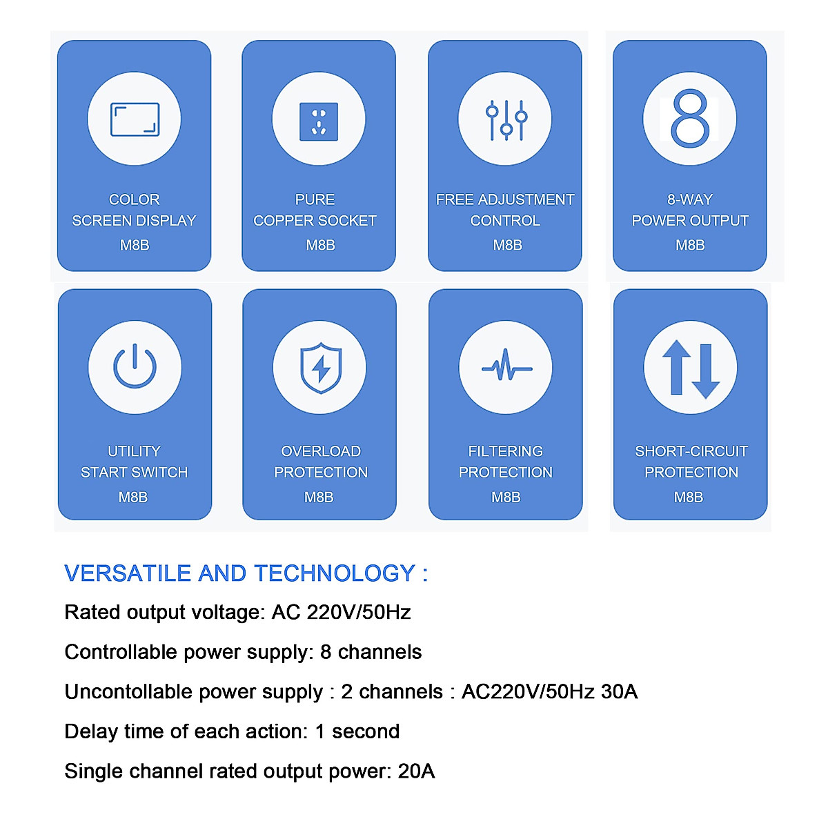 Micfuns Pro Audio 10 Outlet Power Conditioner,8 Independent Switch Conditioner, Power Strip Surge Protector 110-230v 2000W Single Channel Max Output 16 Amps Black