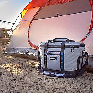 CleverMade Maverick Collapsible Cooler Bag - 50 Can Insulated Leakproof Soft Sided Beverage-Tote with Shoulder Strap, Bottle Opener and Storage Pockets, Grey/charcoal, Large, One Size