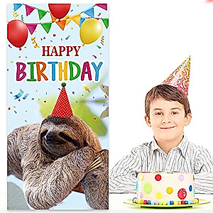 Sloth Banner Backdrop Background Photo Booth Props Realistic Lifelike Adorable Animal Folivora Jungle Theme Decor for Safari Wild One 1st Birthday Party Baby Shower Favors Supplies Decorations