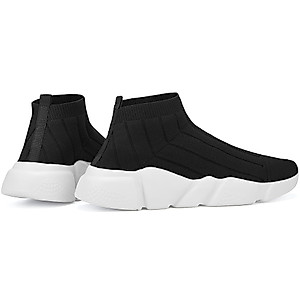 Santiro Men's Running Shoes Breathable Knit Slip On Sneakers Lightweight Athletic Shoes Casual Sports Shoes Black 8 US