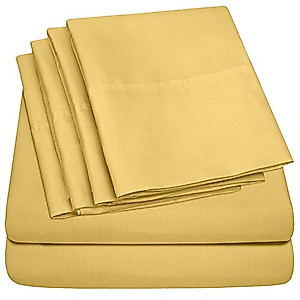 King Size Bed Sheets - 6 Piece 1500 Supreme Collection Fine Brushed Microfiber Deep Pocket King Sheet Set Bedding - 2 Extra Pillow Cases, Great Value, King, Yellow