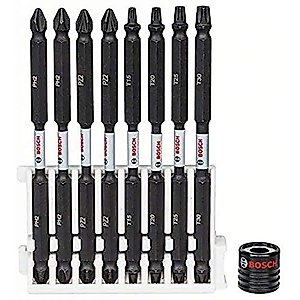 Bosch 2608522347 9tlg. Doppelschrauber Länge: 110mm und Magnethülse, Professional 9-Piece Double Screwdriver Set (Impact Control, T/PZ/PH bits, Length: 110 mm and Magnetic Sleeve, Pick and Click)