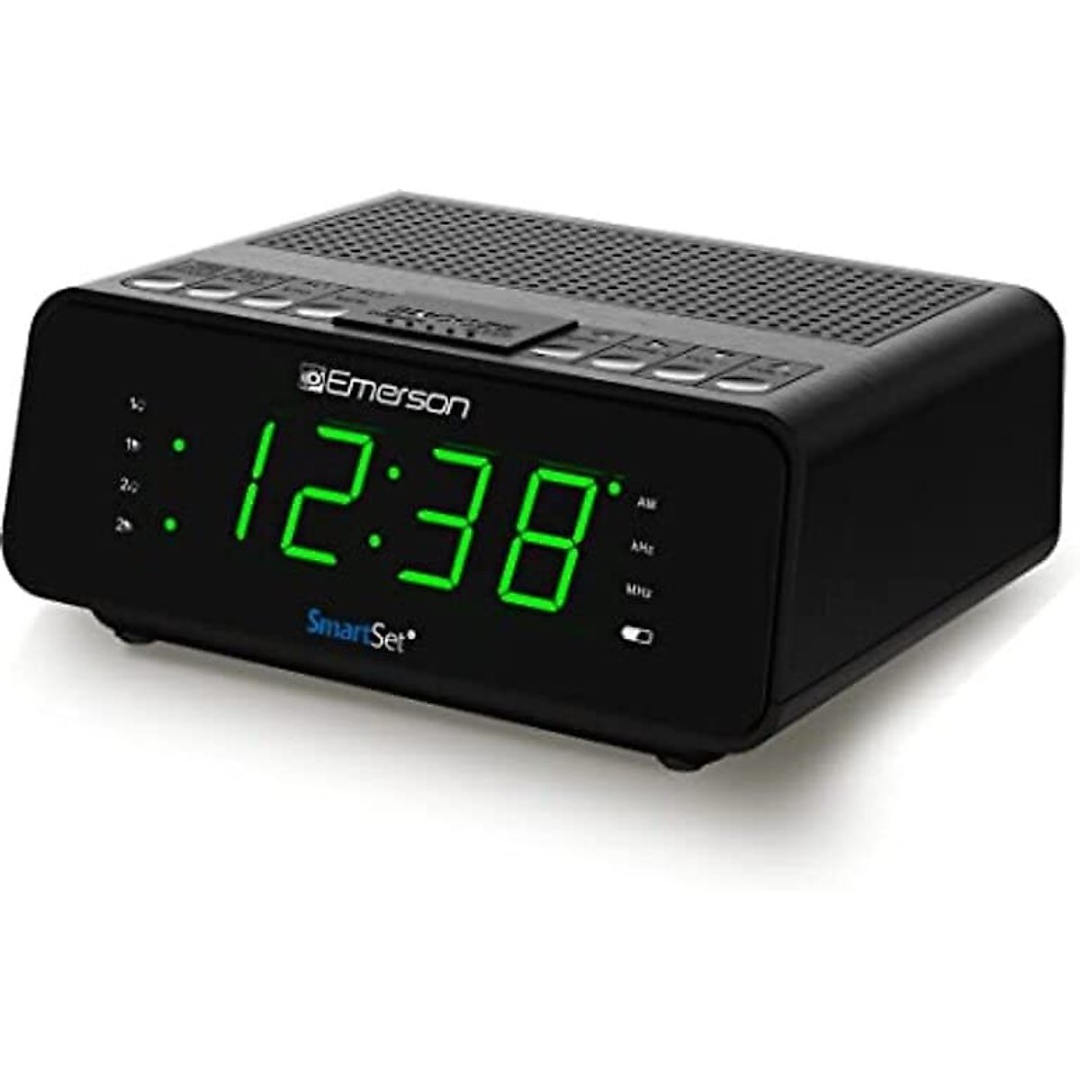 Emerson SmartSet Alarm Clock Radio with AM/FM Radio, Dimmer, Sleep Timer and .9" LED Display, CKS1900 (Black)