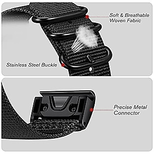 Fintie 22mm Band Compatible with Garmin Fenix 7/Fenix 6/Fenix 5, Quickfit Soft Woven Nylon Sport Strap Compatible with Garmin Fenix 6 Pro/Fenix 5 Plus/Forerunner 935 945/Instinct 1 2/Epix Gen 2 Smartwatch (Black)