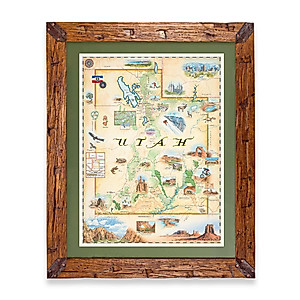 Xplorer Maps Utah State Hand-Drawn Map - Authentic 18x24 Vintage-Style Wall Art - Lithographic Print with Soy-Based Inks - Made in USA