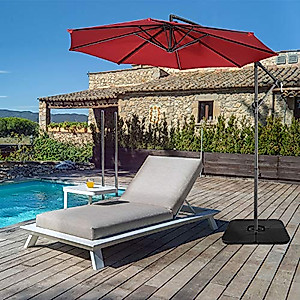 Giantex 4-Piece Cantilever Umbrella Base, Water or Sand Filled 180 lbs Patio Umbrella Base Offset, Square Outdoor Market Umbrella Weights with Carry Handles for Garden Backyard Poolside (Square 41'')