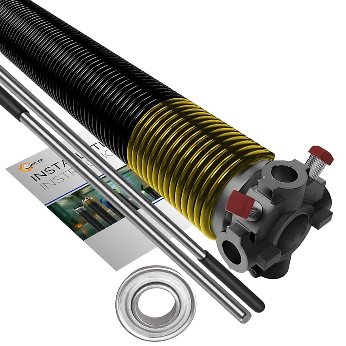 Garage Door Torsion Spring 250x2x29 for Right Side of Garage Door with 1" Steel Bearing and Winding Bars Precision E-Coating 5-Year Warranty Minimum 30,000 Cycles (Black Cone)