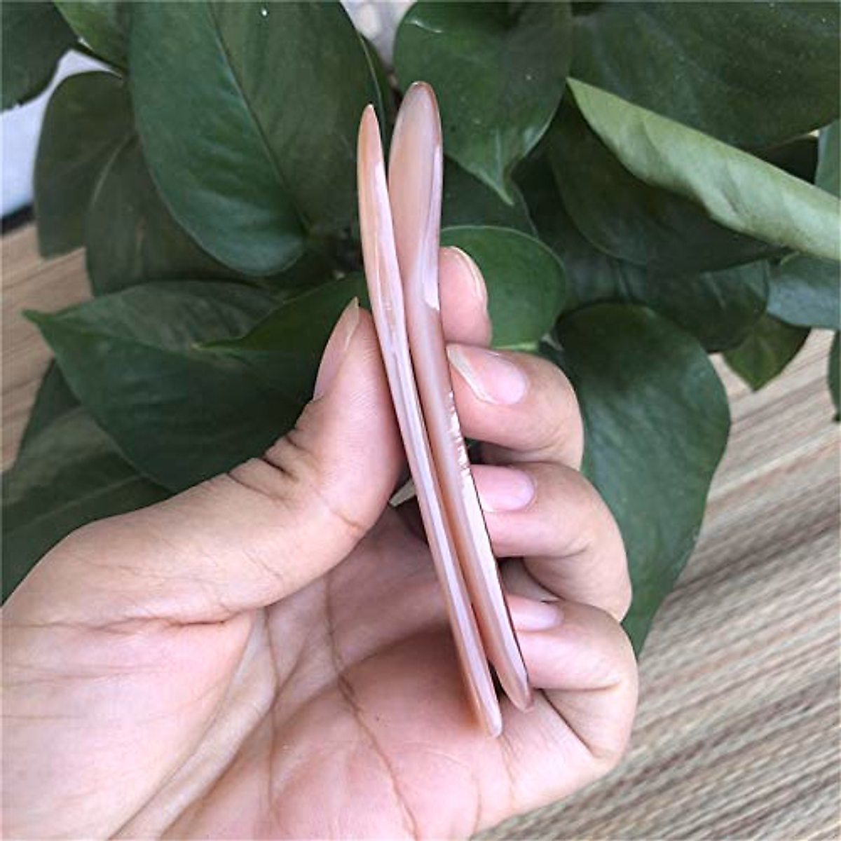 EvaGO Handmade Caviar Spoons Mother of Pearl MOP Caviar Spoon W Round Handle 3.55 inch, 2 pack