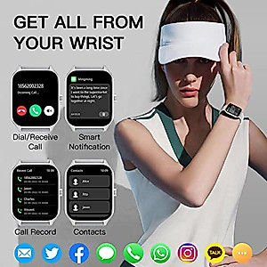 Ypaddbu Smart Watch for Women Men, 1.96" Full Touch Screen Smartwatch for Android & iOS Phones, Fitness Smart Watch with Heart Rate Blood Oxygen Monitor, 100+ Sport Modes，Ai Voice