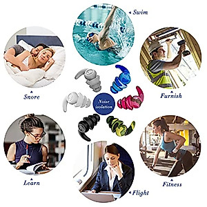 Ear Plugs for Sleeping, Noise Canceling Earplugs, Reusable Silicone Earplugs for Hearing Protection, 3 Pairs Waterproof EarPlugs Suitable for Sleeping Swimming Studying Traveling Concerts Airplanes