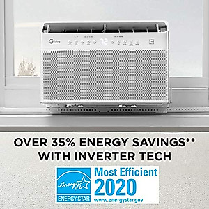 Midea U Inverter Window Air Conditioner 8,000BTU, The First U-Shaped AC with Open Window Flexibility, Robust Installation,Extreme Quiet, 35% Energy Saving, WiFi,Alexa,Remote, Bracket Included (Renewed)