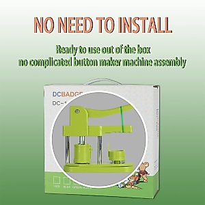 ZKGRAND Upgrade Version Button Maker Machine(Green) 32mm(1¼ in),DIY Pin Button Maker Press Machine Kit,Badge Punch Press Machine with Free 100pcs Button Parts&Pictures&Circle Cutter&Magic Book