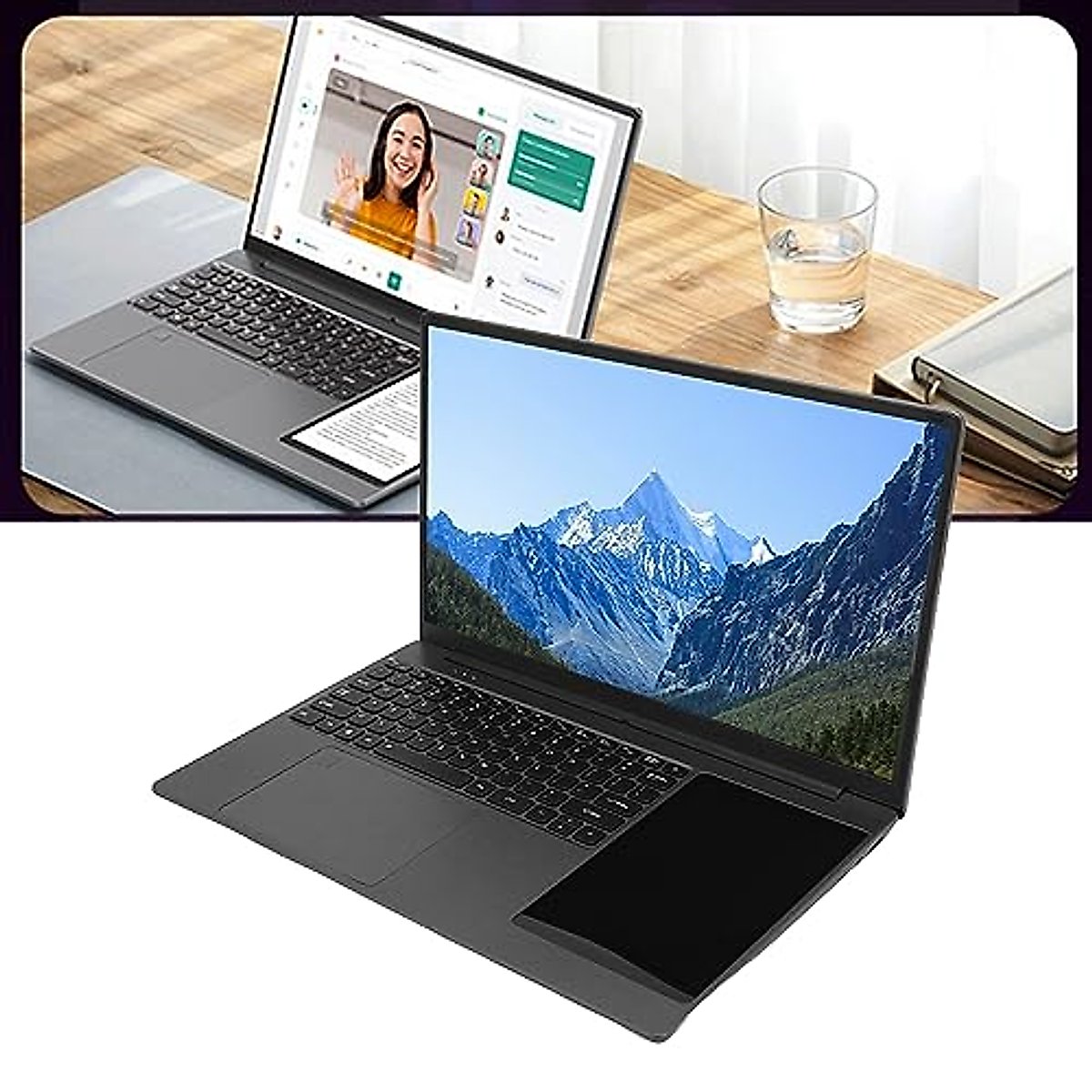 DAUZ Laptop Processor N5095 4 Cores 4 Thread Front 0.3MP Camera 100-240V 16G LPDDR4 Portable Touch Screen 7 Inch Travel (US Plug 16G+512G)