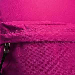 K-Cliffs Classic Bookbag Basic Backpack Simple School Book Bag Casual Student Daily Daypack 18 Inch with Curved Shoulder Straps Hot Pink