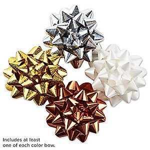 Hallmark Holiday Gift Bow Assortment (12) Gold, Silver, Bronze, White for Christmas, Hanukkah, Birthdays, Weddings, Bridal Showers