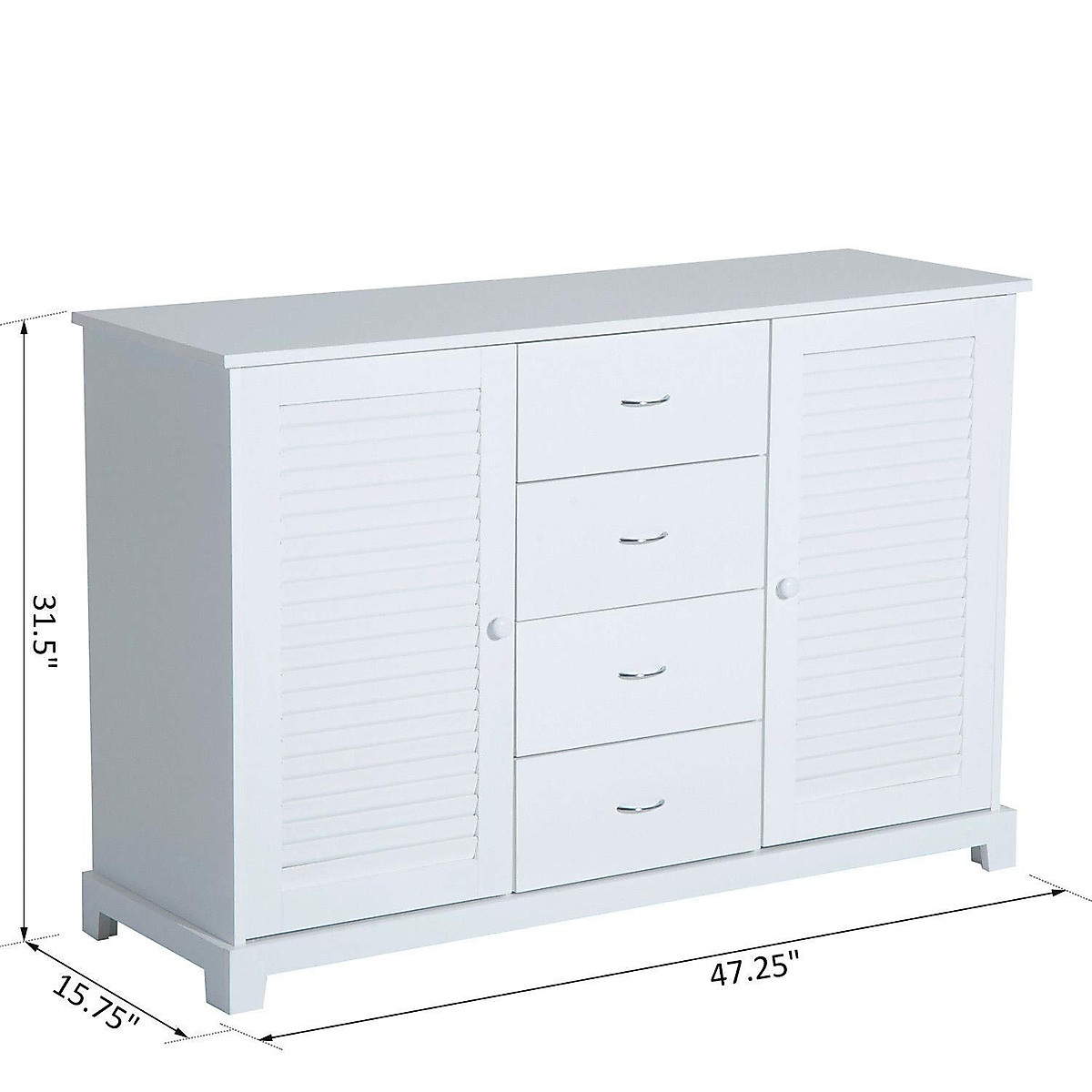 White Free Standing Storage Cabinet 2 Doors 4 Drawers Ample Storage Display Space Ideal for Bathroom Living Area Use Perfect for Storing Shampoo Towels Other Bathroom Accessories Or Daily Items