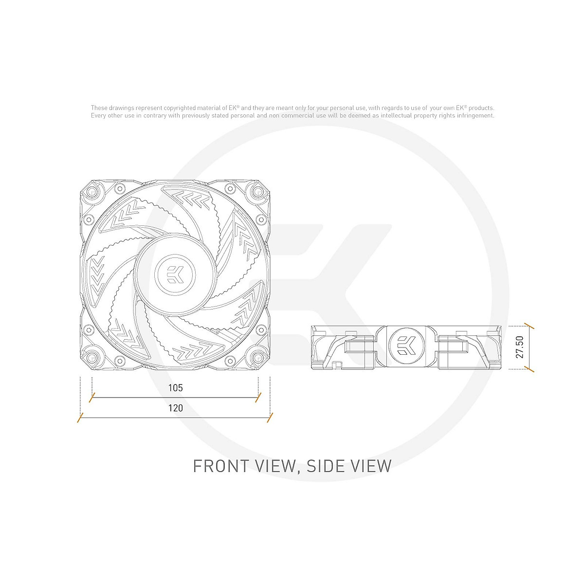 EK Water Blocks EK-Vardar X3M 120mm (500-2200 RPM) Fan - White