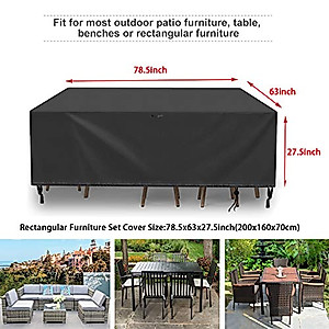 POMER Patio Furniture Cover, 78inch Rectangle Outdoor Table Cover for Sofa Sectional Waterproof Heavy Duty Garden Couch Cover - 78.5x63x27.5inch