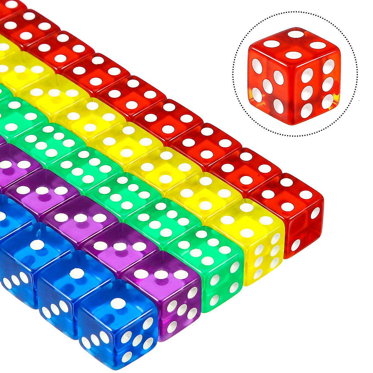 [50 Pieces] 6-Sided Games Dice Set, Colored Dice with Black Velvet Pouches for Playing Games, Like Board Games, Dice Games, Math Games, Party Favors