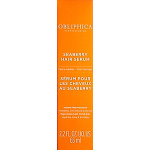 Obliphica Seaberry Leave in Hair Serum for Fine & Medium Hair - Vitamins and Omegas for Frizz Free & Nourished Hair - Hair Serum for Dry Hair and Growth - 2.2 Fl Oz