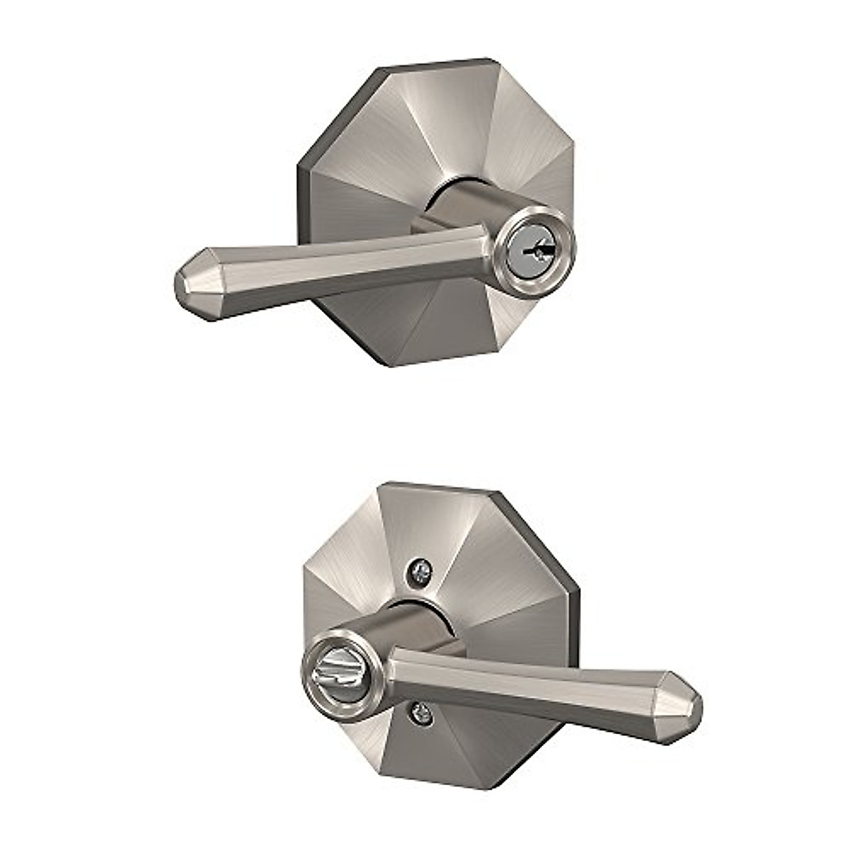 SCHLAGE F51A DMP 619 RWD Dempsey Lever with Rosewood Trim Keyed Entry Lock, Satin Nickel