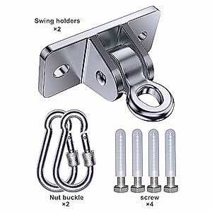 Digtichnny Swing Hangers Heavy Duty, 304 Stainless Steel Porch Swing Hooks Hanging Kit Swing Brackets Hardware Set Parts Smooth Silent