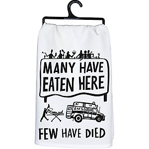 Primitives by Kathy Decorative Kitchen Towel - Many Have Eaten Here Few Have Died, LOL Collection