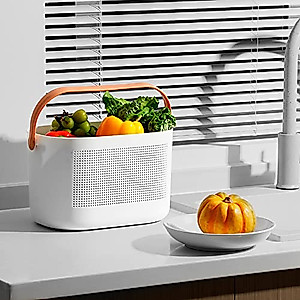 Plastic Bathroom Storage Basket with Handle, for Storing Bathroom Body Wash, Shampoo, Conditioner, Lotion (Orange large)