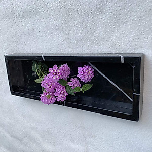 StonePlus Natural Marble Smooth Storage Countertop Tray for Seasonings, Utensils, Candles,Perfume (Black Marquina)