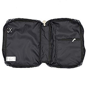 Good Ruby Compact Bible Cover with Carrying Handle, Book Protector with Pocket Colorful Trellis Bible Carrying Case with Zipper and Pen Holder for Women, Teens, Girls, Ladies (Black)