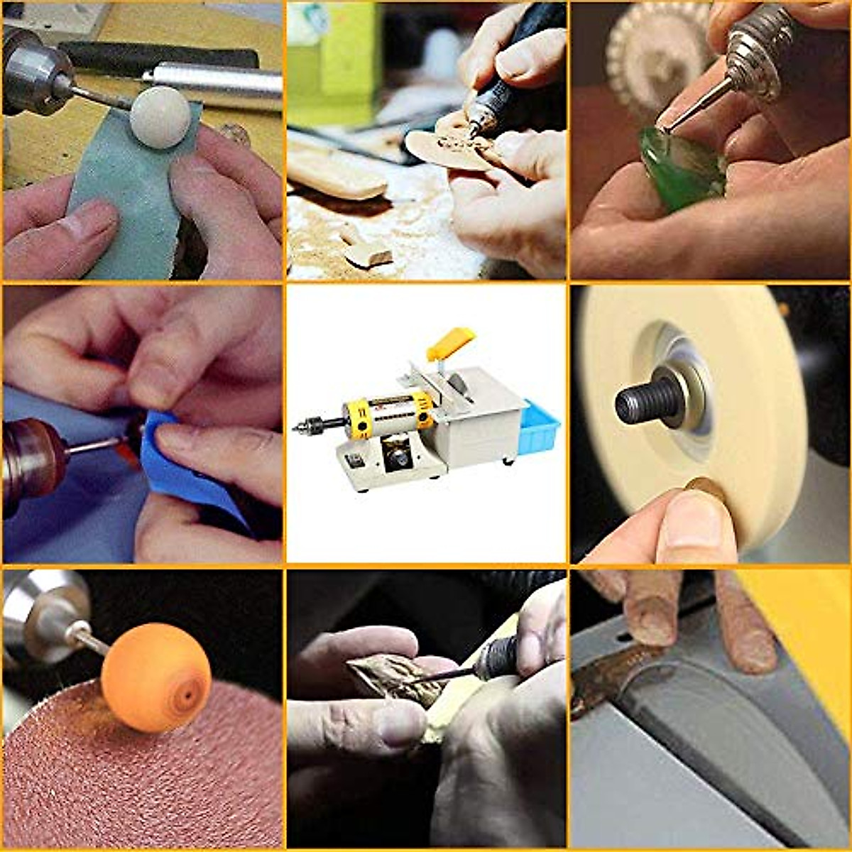 Hengwei Jewelry Rock Polishing Buffer Bench Lathe & Polisher Machine Tool Kits Multifunction Grinder TM-2,110V