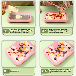 Ice Cream Maker for Kids,Frozen Fruit Ice Cream Machine with 2 Spatulas and Silica Cup,Homemade DIY Ice Cream for Making Gelato, Frozen Yogurt, Sorbet