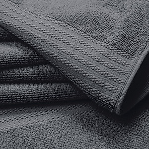 GLAMBURG Premium Cotton 4 Pack Bath Towel Set - 100% Pure Cotton - 4 Bath Towels 27x54 - Ideal for Everyday use - Ultra Soft & Highly Absorbent - Charcoal