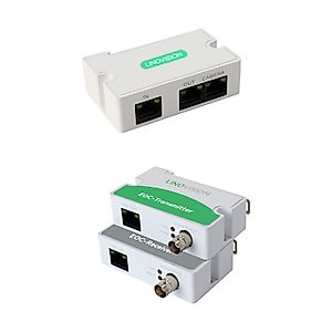 【Upgraded】 LINOVISION POE Over Coax EOC Converter+ Mini Passive 2 Port POE Extender IP Over Coax Max 3000ft Power and Data Transmission Over Regular RG59 Coaxial Cable