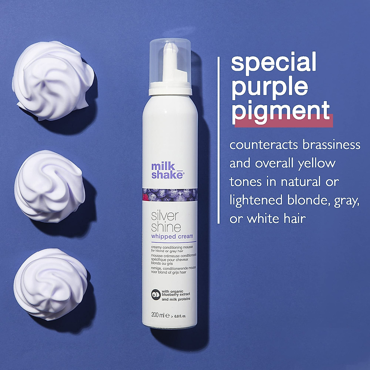 milk_shake Silver Shine Whipped Cream No-Rinse Creamy Conditioning Foam, 6.8 Fl Oz