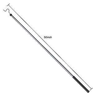 Frebuta Clothes Rack Hook Pole Sponge Handle Length 51 Inch.Hook Pole Rod To Get Clothes From High Places.Closet Clothes Hook Pole Be Used Shutters,Closet, Ceiling.Lightweight, Sturdy, Stainless Steel