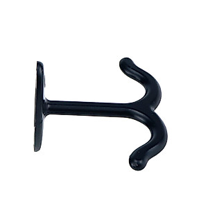 HEVSTIL 4-Piece Black Zinc Alloy Storage Hook, Ceiling Mount Double Hook for Coat, Hat, Towel, Clothes, Kitchen Utensils, 20lbs Weight Capacity