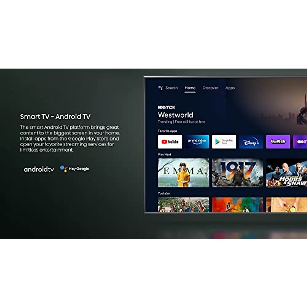 Hisense 100L5G-CINE100A 4K UHD Laser TV, UST Ultra Short Throw Projector with 100" ALR Screen, 2700 ANSI Lumens, Android TV, HDR10, 30W (Stereo) Dolby Atmos, Built-in Alexa and Google Assistant